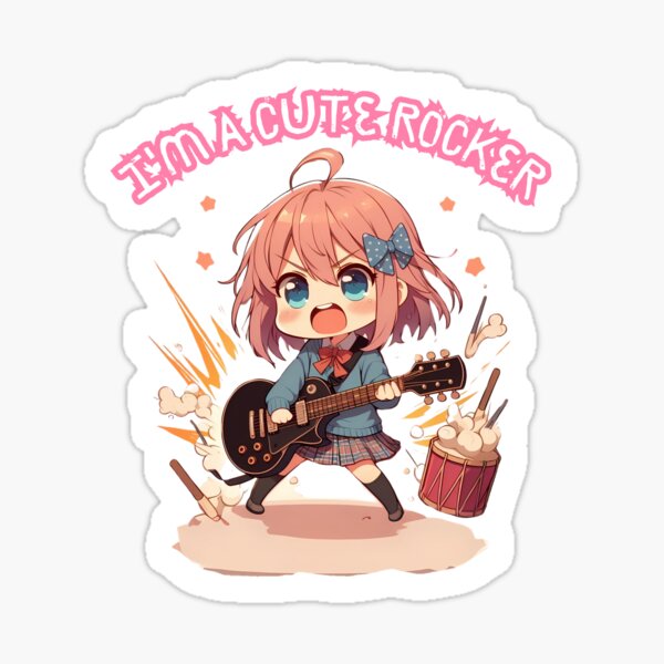 "i´m a cute rocker, Cute Kawaii Anime Character with Guitar" Sticker ...