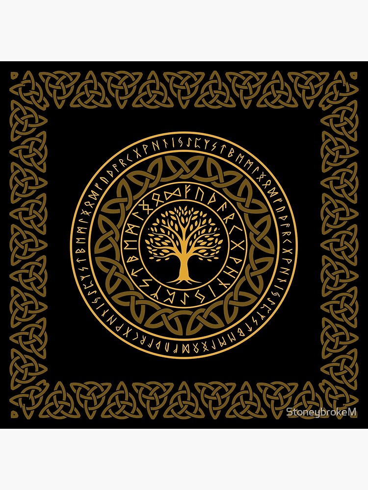 "Celtic tree of life with runic symbols" Art Board Print for Sale by ...