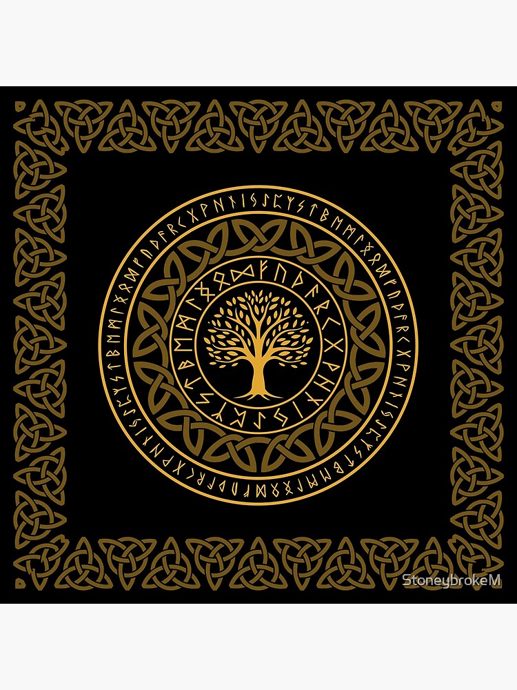 "Celtic tree of life with runic symbols" Poster for Sale by ...