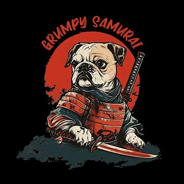 "Bulldog Samurai Warrior Japanese Art Vintage Retro" Sticker by ...