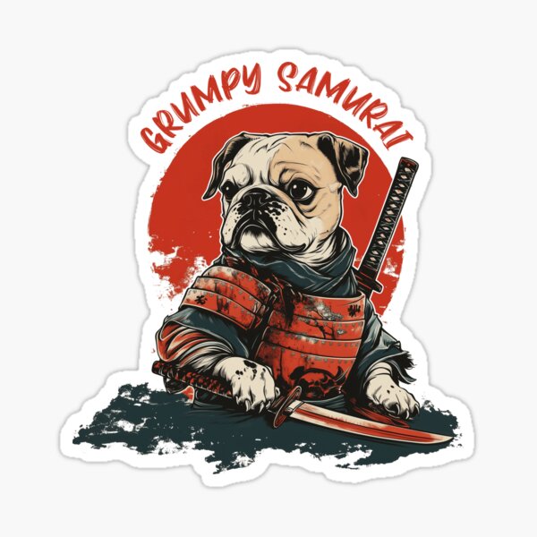 "Bulldog Samurai Warrior Japanese Art Vintage Retro" Sticker by ...