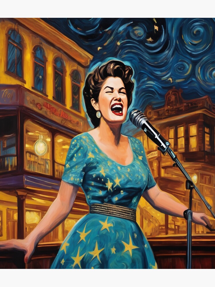 ""Vintage Visions: Patsy Cline's Serenade Under Neon Stars"" Sticker ...