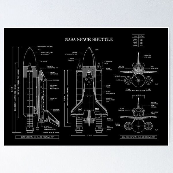 "NASA Space Shuttle (White Stencil-No Background)" Poster for Sale by ...