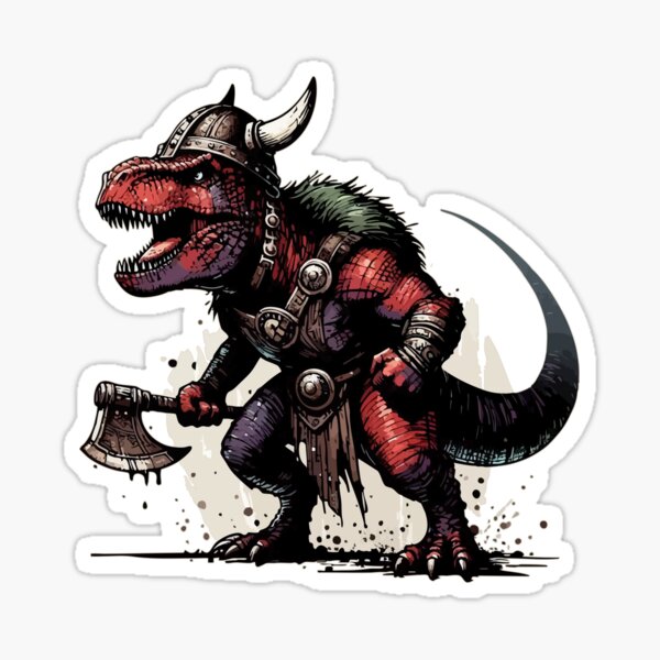 "Viking Dinosaur Tyrannosaurus Norse Mythology" Sticker for Sale by ...