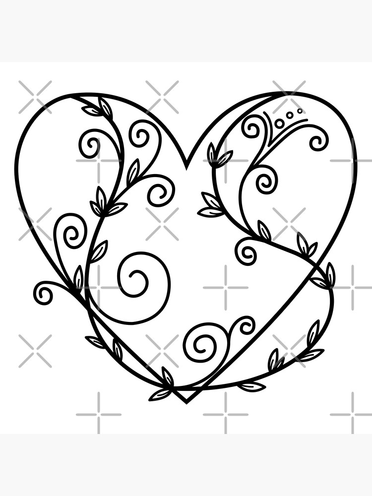 "Doodle Heart - Black" Art Board Print for Sale by Rebecca Mooneyham ...