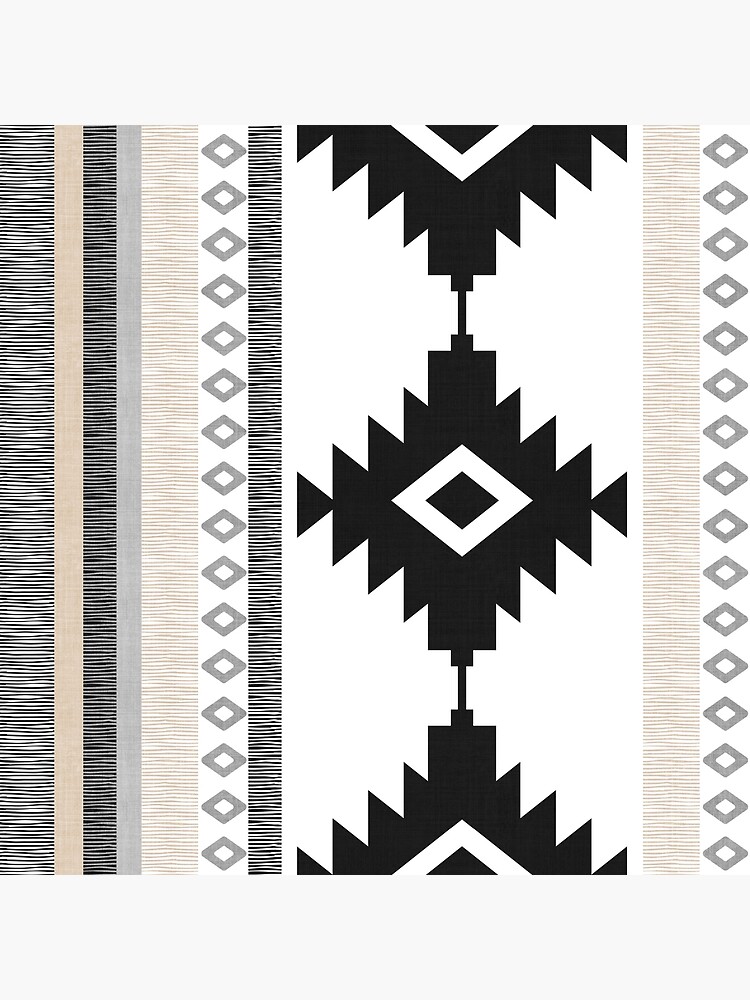 "Pueblo Tribal Pattern Black and White and Tan" Art Print for Sale by ...