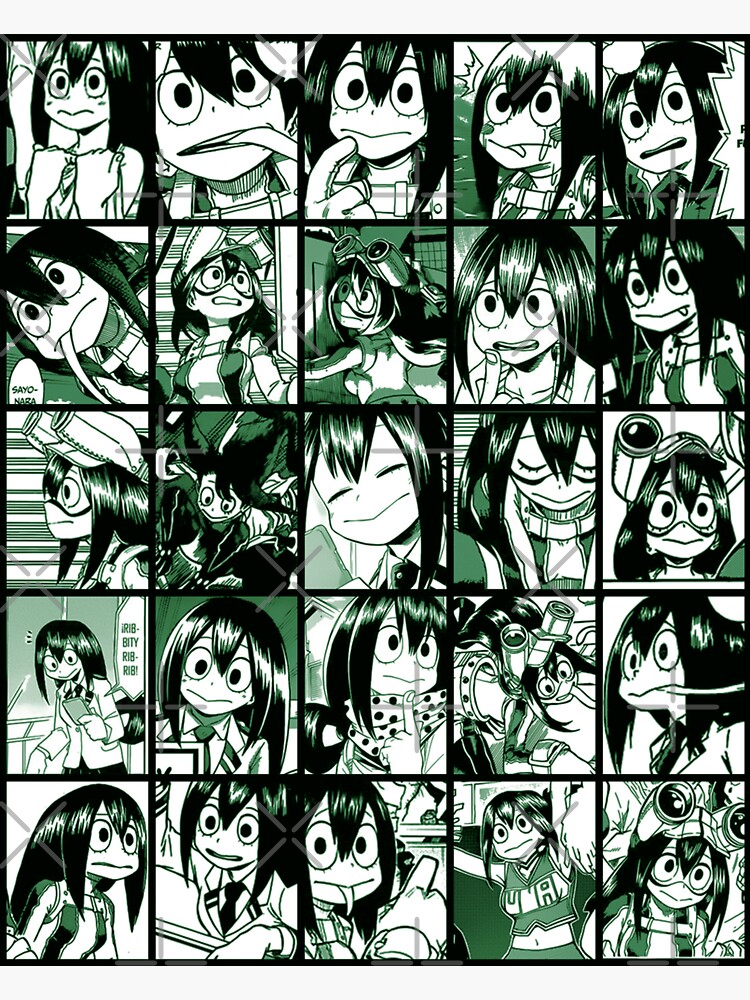 "Tsuyu Asui Collage- color version" Sticker by Angellinx3 | Redbubble