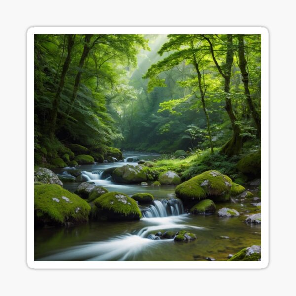 "Quiet Stream landscape" Sticker for Sale by vekotpu | Redbubble