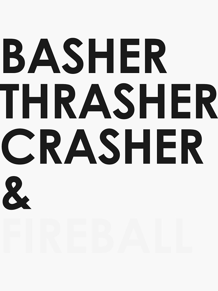 "Basher, Crasher, Smasher, and Fireball - The Office" Sticker by ...
