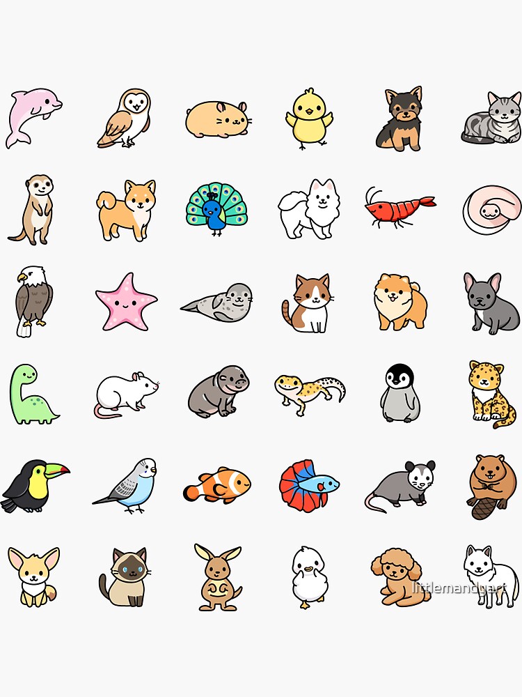 "*choose size large* Mega Cute Animals #3" Sticker for Sale by ...