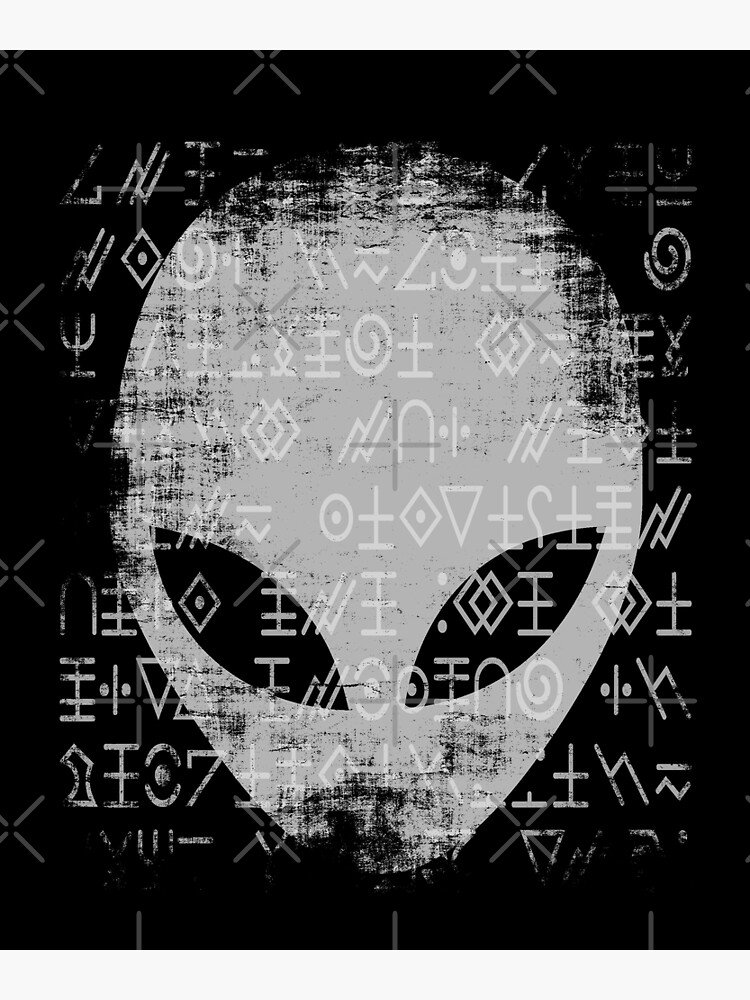"Alien Head Symbols Sci-Fi UFO Design" Art Print by 2catminimum | Redbubble