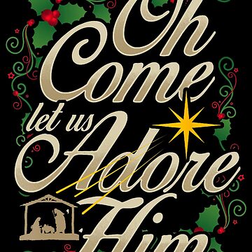 "Oh Come Let Us Worship Him Christmas Nativity Scene Christmas" Sticker ...