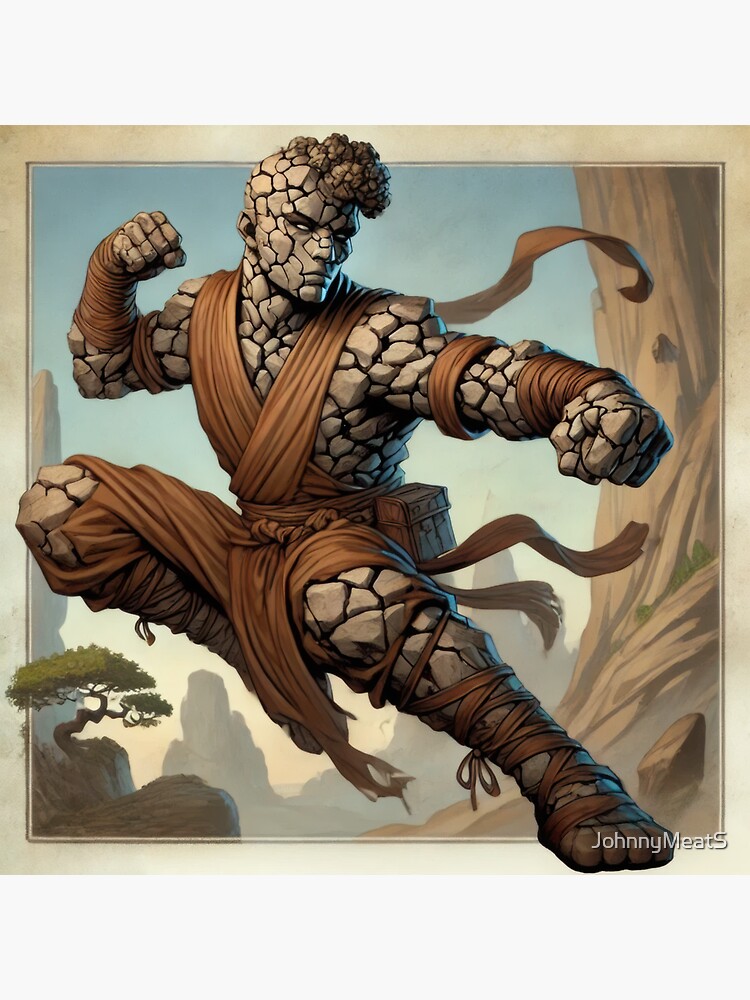 "Earth Genasi Monk" Sticker for Sale by JohnnyMeatS | Redbubble