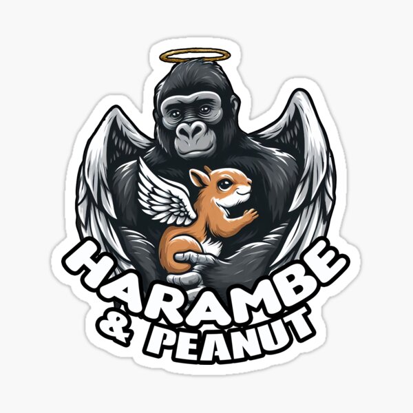 "Harambe and Peanut - Angels in Heaven" Sticker for Sale by Bethany ...