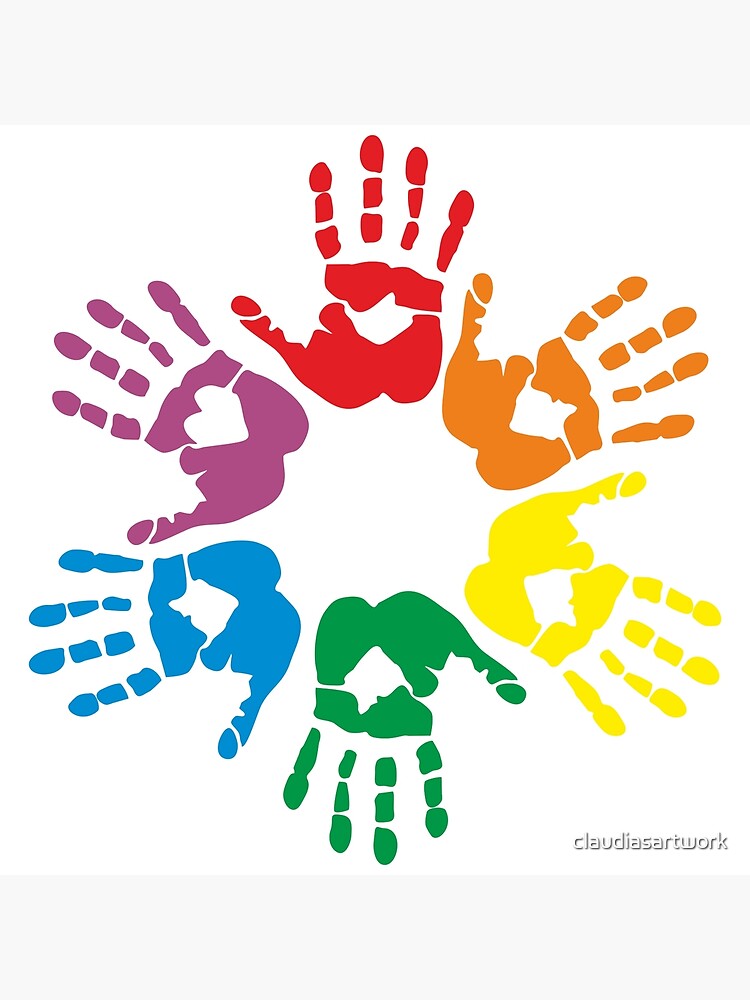 "Rainbow handprints" Poster by claudiasartwork | Redbubble