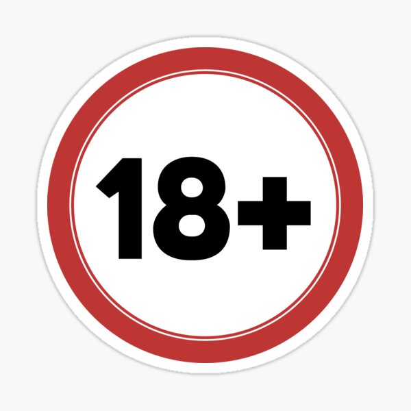 "Sticker 18 + sign eighteen plus" Sticker by Wolagno | Redbubble