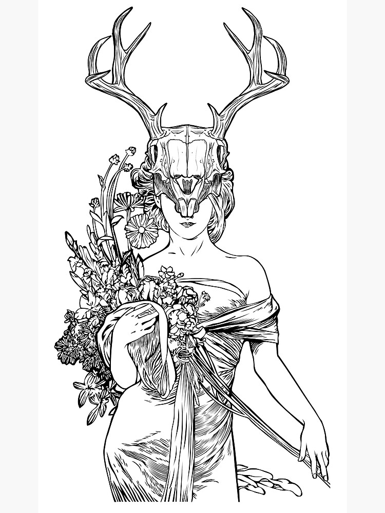 "Witch Sorceress Deer Skull" Poster by thedangernoodle | Redbubble