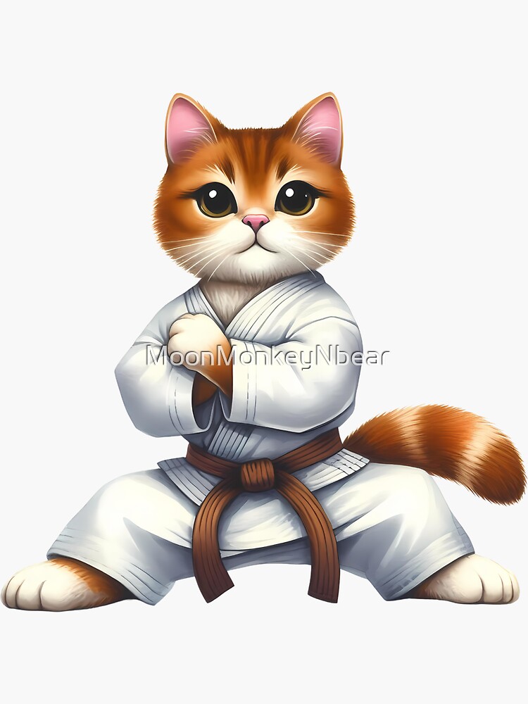 "Karate Cat | Funny Martial Arts Cat Design" Sticker for Sale by ...