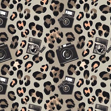 "Leopard pantera print with black vintage cameras" Sticker for Sale by ...