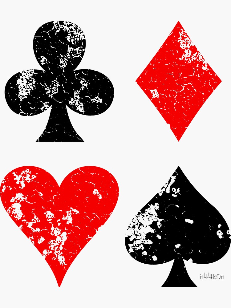 "playing cards distressed retro gambling hearts spades Design" Sticker ...