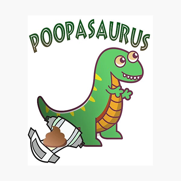 Lámina fotográfica «Poopasaurus Funny Pooping Dinosaur Baby Poop Design ...