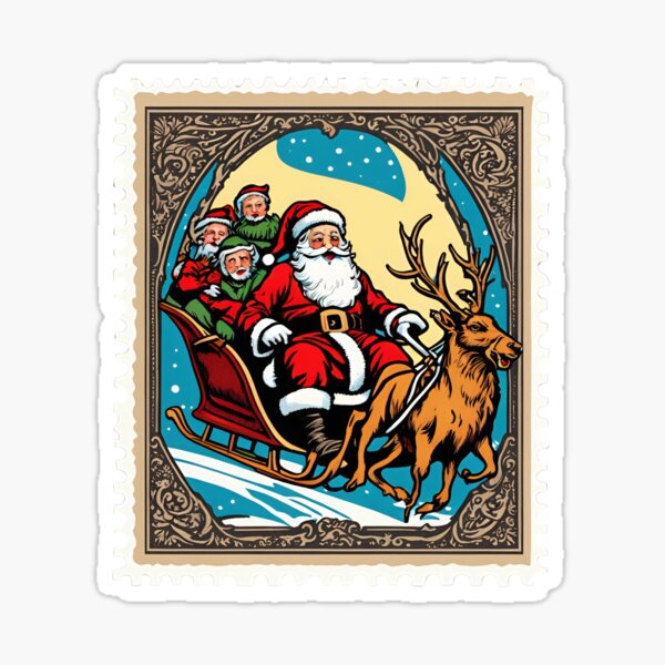 "Nostalgic Christmas: Santa’s Magical Sleigh" Sticker for Sale by ...