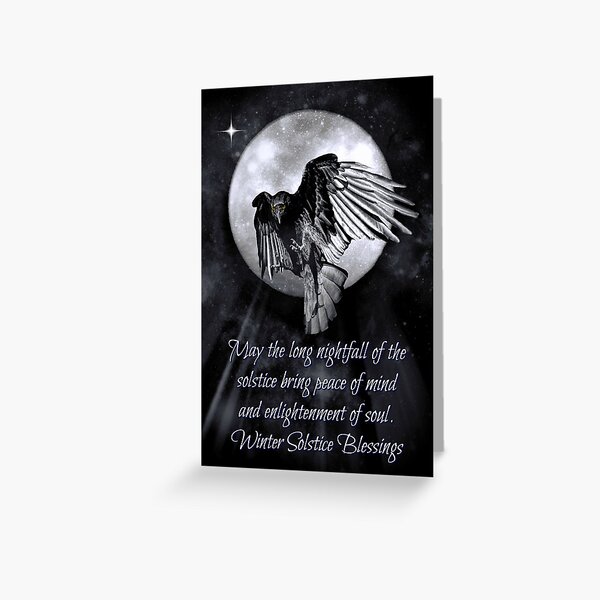 "Winter Solstice Blessings with Raven" Greeting Card by LazyL | Redbubble