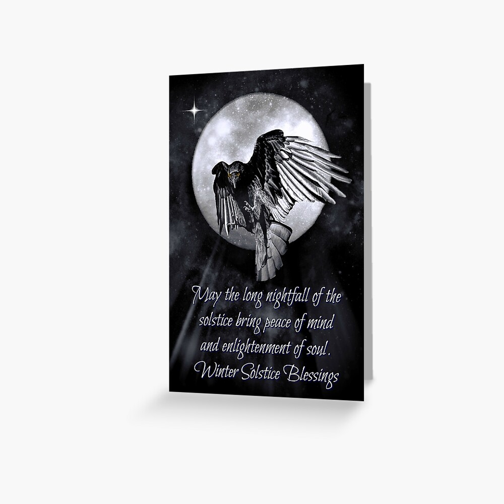 "Winter Solstice Blessings with Raven" Greeting Card by LazyL | Redbubble