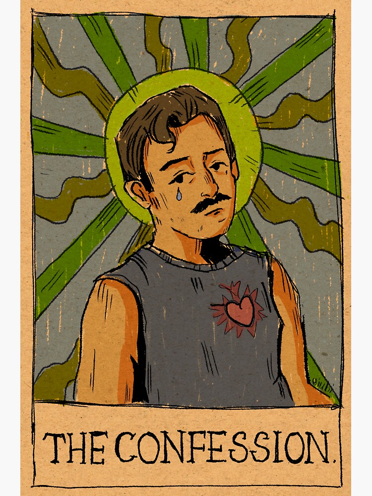 "the confession " Sticker for Sale by giuwbe | Redbubble