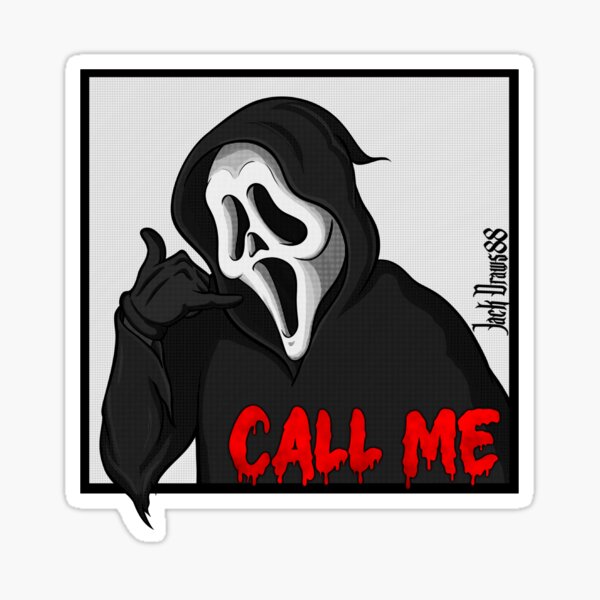 "Ghostface call me scream Halloween ghost-face white" Sticker for Sale ...