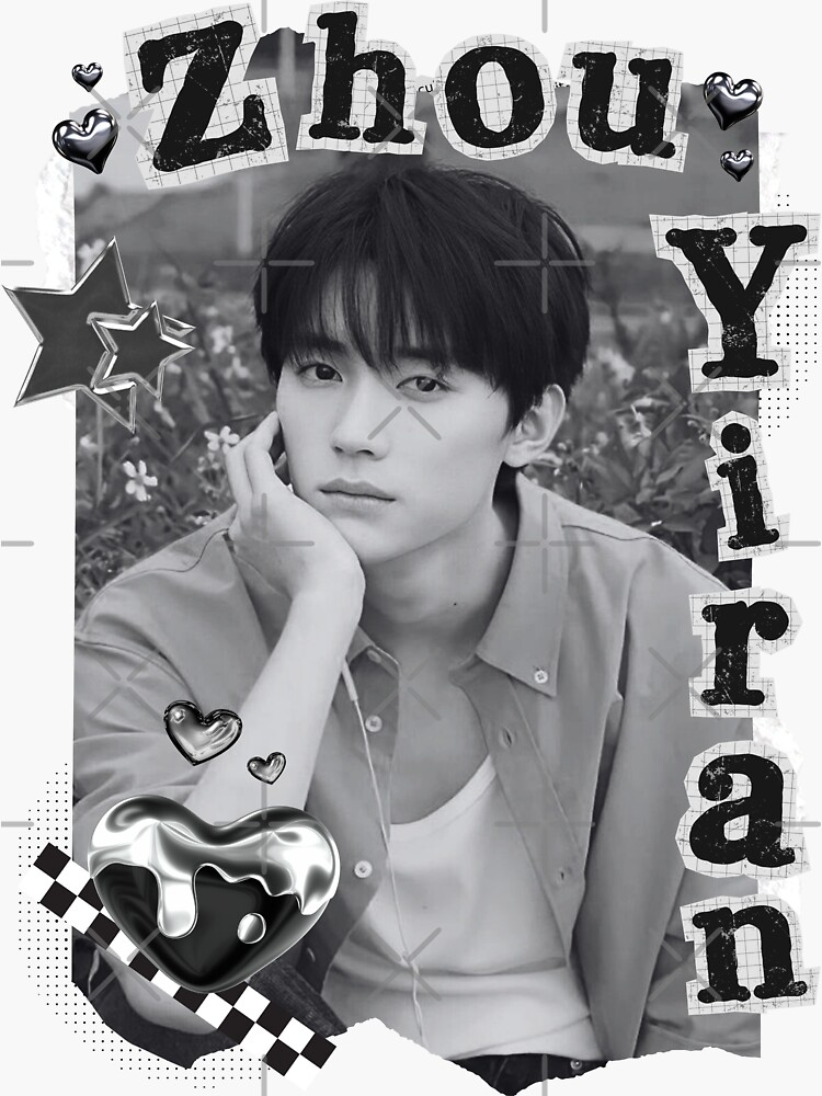 "Zhou Haoran C-Drama Actor Black and White Collage Design" Sticker for ...