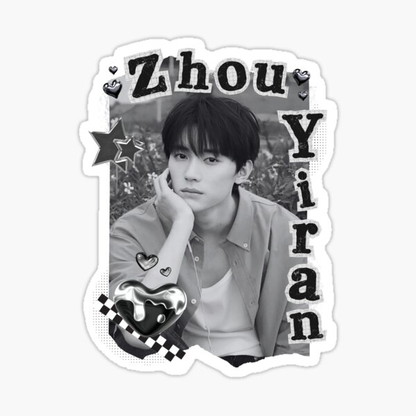 "Zhou Haoran C-Drama Actor Black and White Collage Design" Sticker for ...