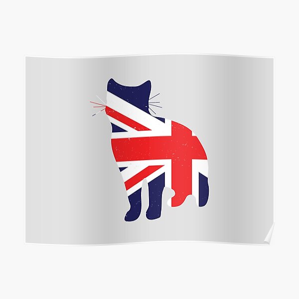 "Cat Union Jack Flag" Poster for Sale by teesaurus | Redbubble