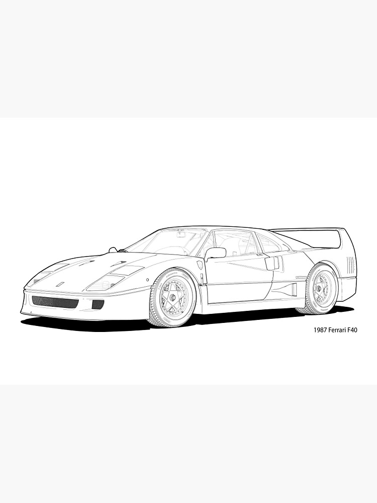 "1987 Ferrari F40 Line Illustration" Art Print by DigitalCel | Redbubble
