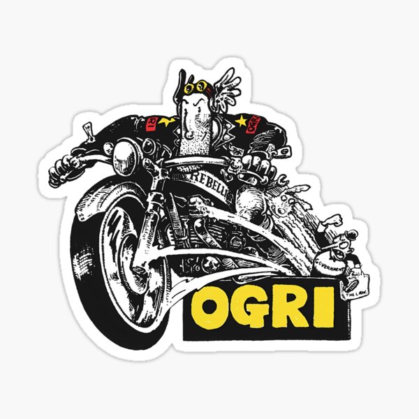 "Ogri Above The Law Classic Comic Biker" Sticker for Sale by ...