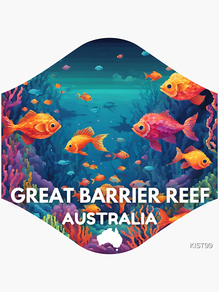 "Great Barrier Reef Australia Ecotourism Art Badge" Sticker for Sale by ...