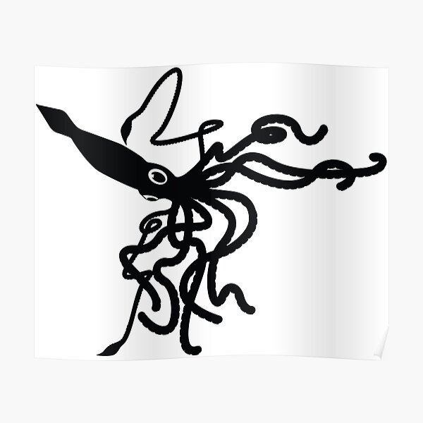 "Curious Giant Squid" Poster for Sale by TooCoolUnicorn | Redbubble