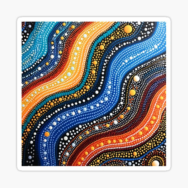 "Aboriginal Authentic Art - With Waves And Lavas" Sticker for Sale by ...