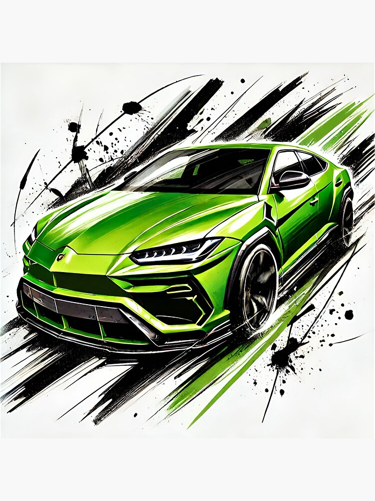 "Lamborghini Urus Fanart (Green)" Sticker for Sale by Peterson Designs ...