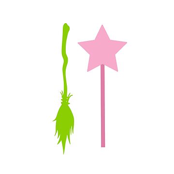 "Green Elphaba Broomstick and Pink Glinda Wand Wicked" Poster for Sale ...