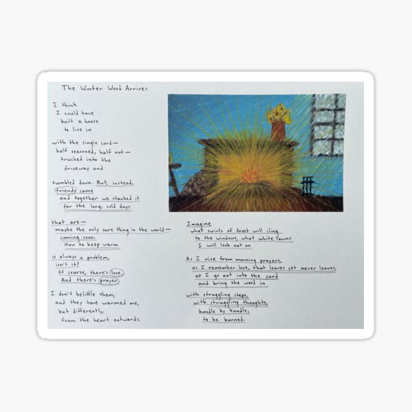 "Mary Oliver Poem: The Winter Wood Arrives" Sticker for Sale by ...