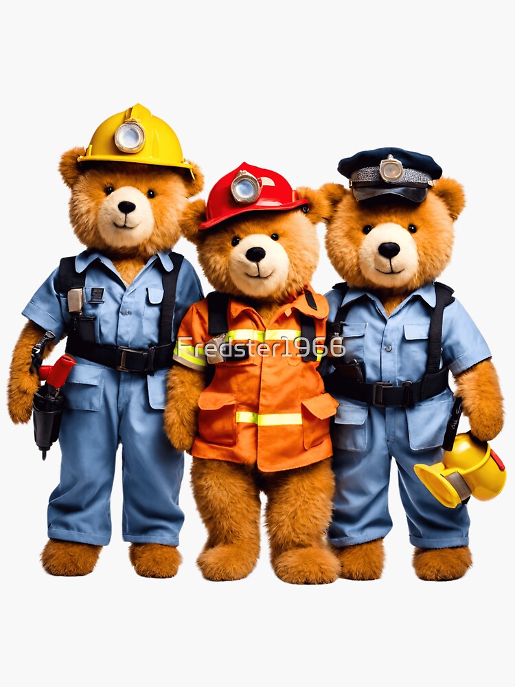 "Funny First Responder Teddy Bears in Uniform - Firefighter, Cop ...