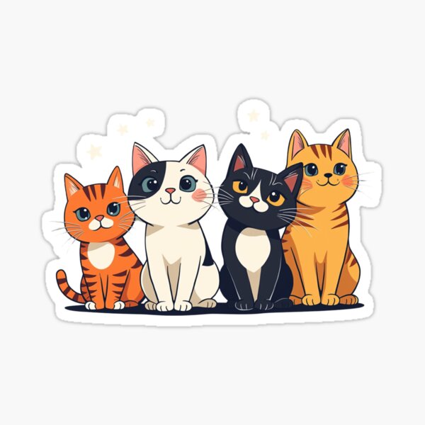 "Four Furry Friends " Sticker for Sale by Smileshigh | Redbubble
