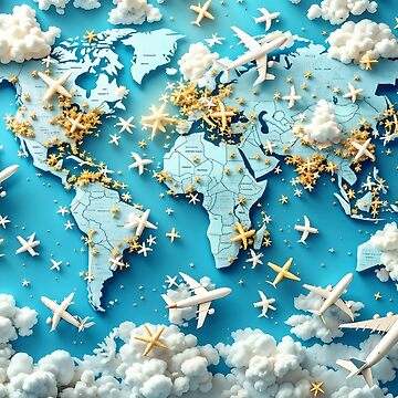 "Abstract 3D Pattern of Airplanes and Travel Destinations Highlighted ...