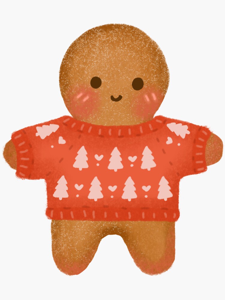 "Gingerbread Buddy in a Sweater " Sticker for Sale by ionaberry | Redbubble