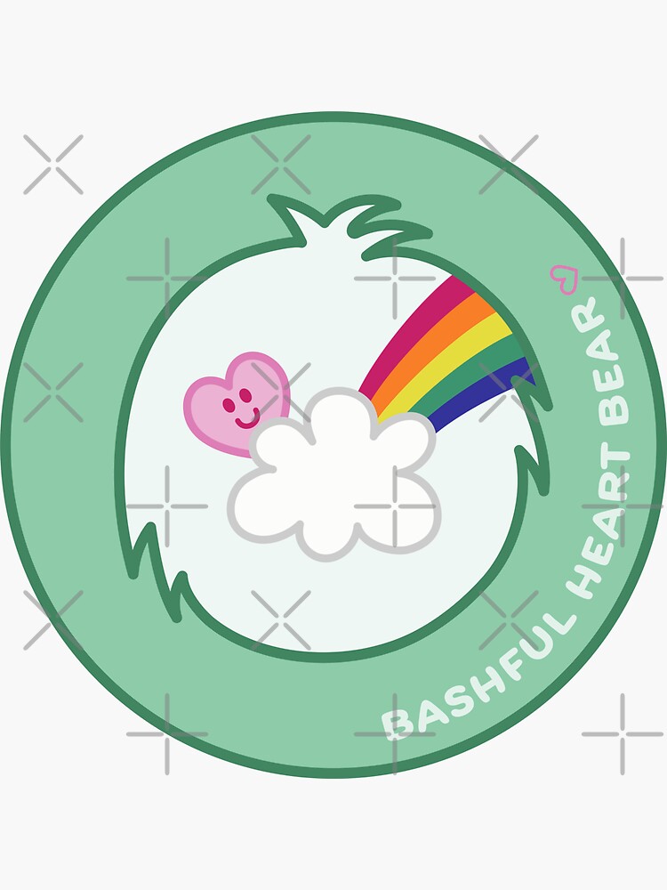 "Bashful Heart Caring Bear Badge " Sticker for Sale by brittanykald ...