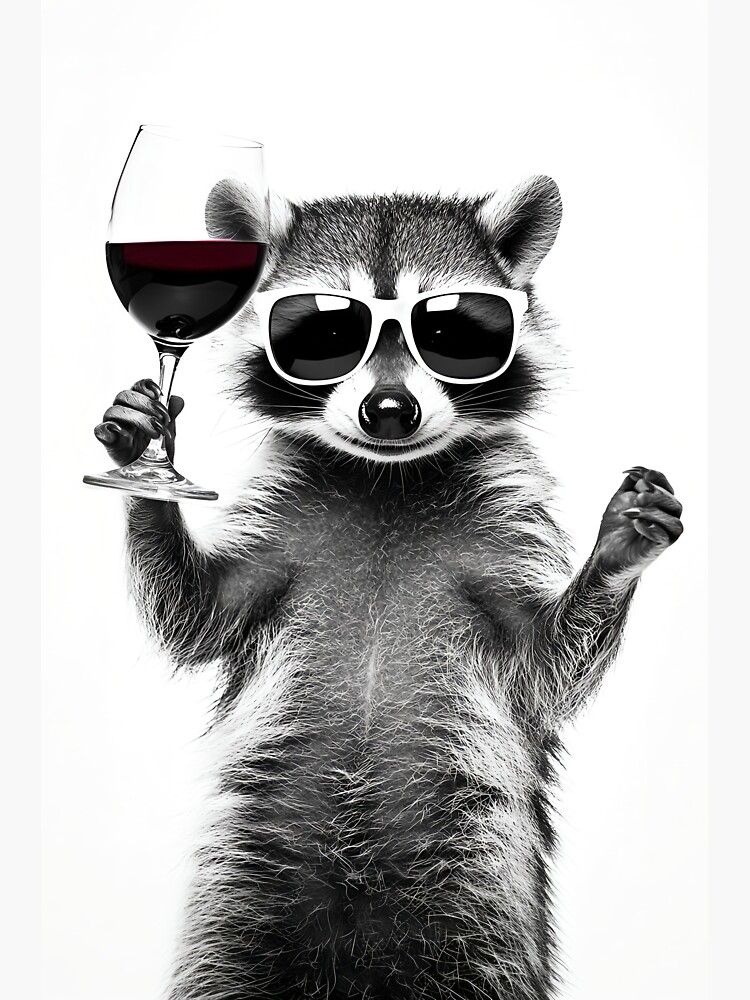 "Raccoon Drinking Red Wine, Funny Alcohol Humor" Sticker for Sale by ...