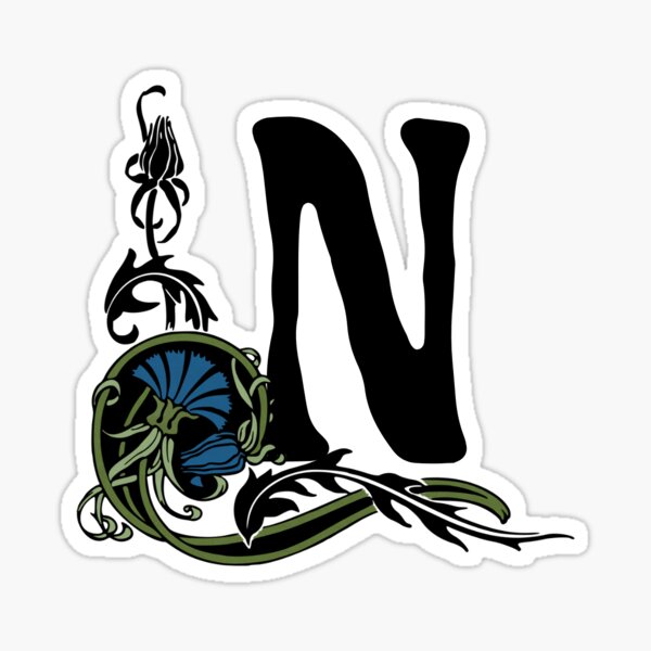 "Art Nouveau Floral Letter N" Sticker for Sale by Sandra Partin | Redbubble