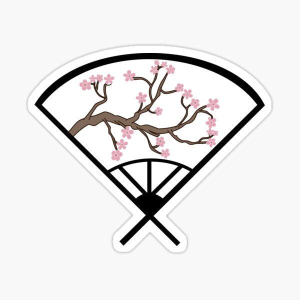 "Japanese Cherry Blossom Fan" Sticker by MoonGraphic | Redbubble