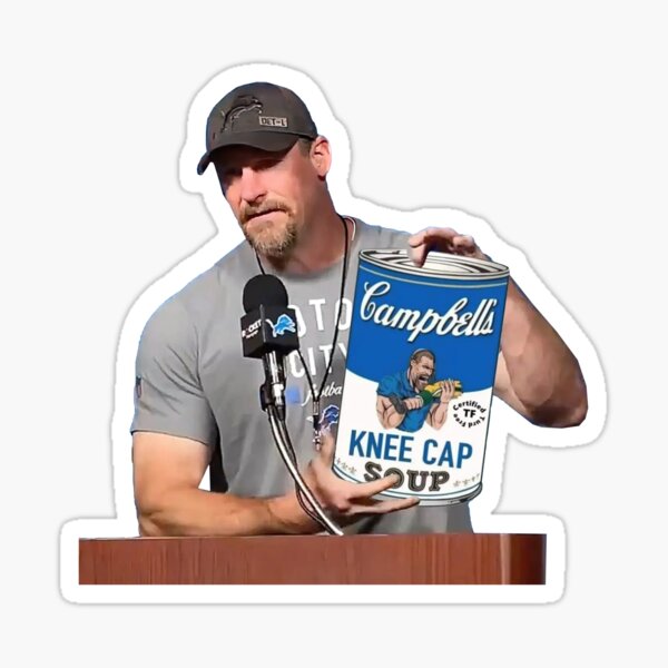 "Funny Dan Campbell Knee Cap" Sticker for Sale by JuniorSerini | Redbubble
